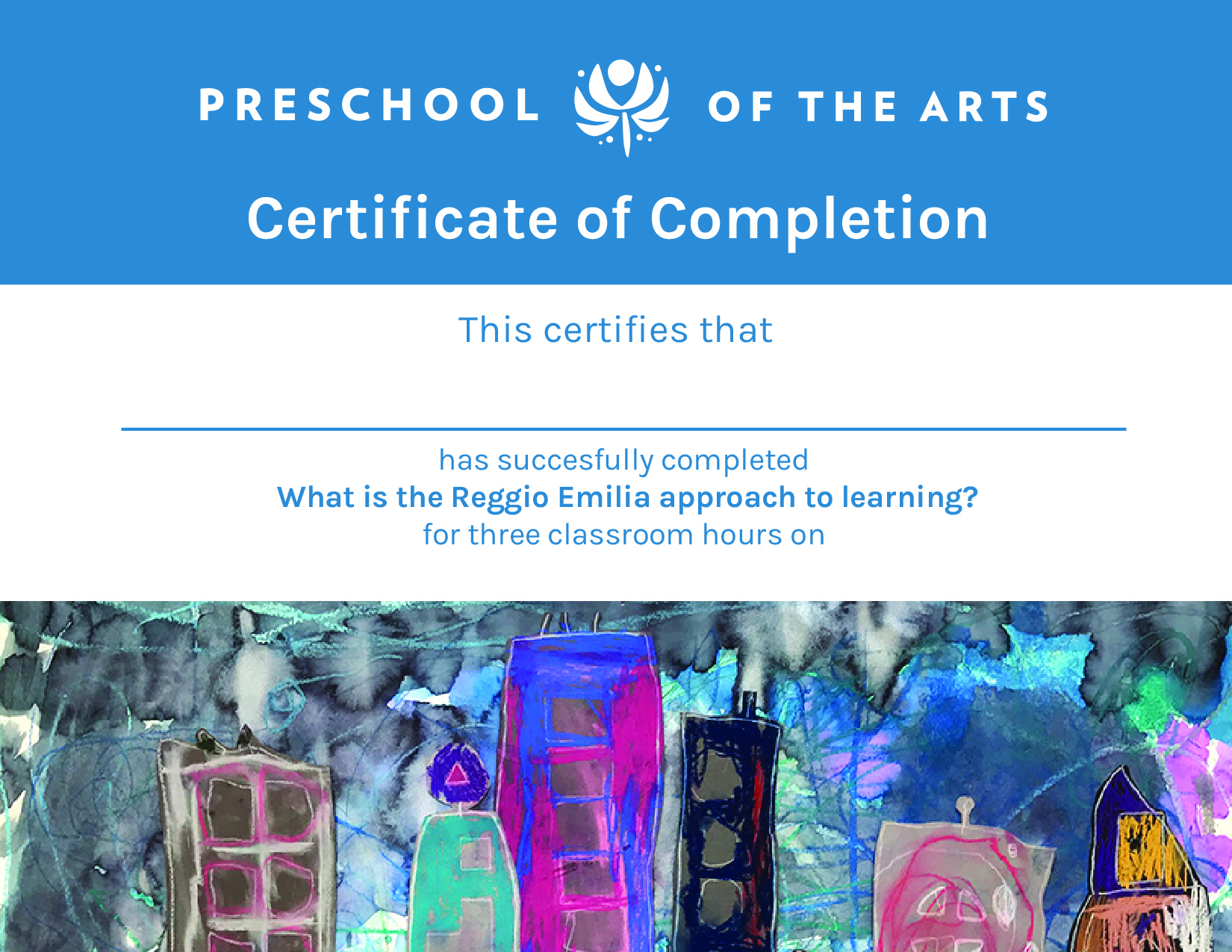 certificate-01 – Preschool of the Arts